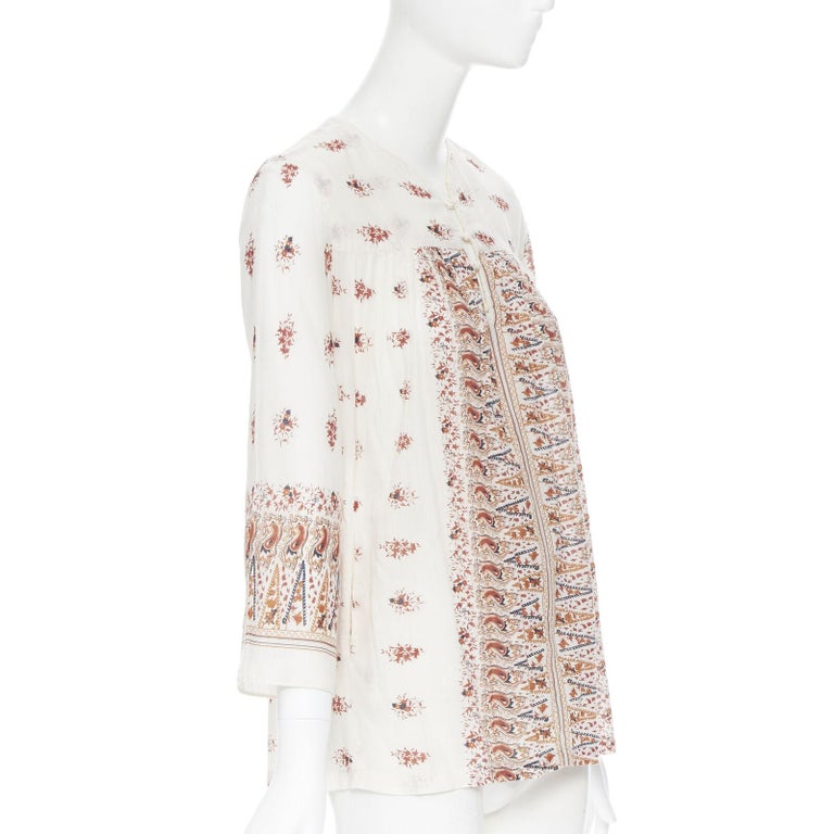 APC vintage paisley cotton print pleated bohemian casual top S For Sale ...
