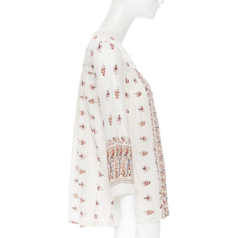APC vintage paisley cotton print pleated bohemian casual top S For Sale ...