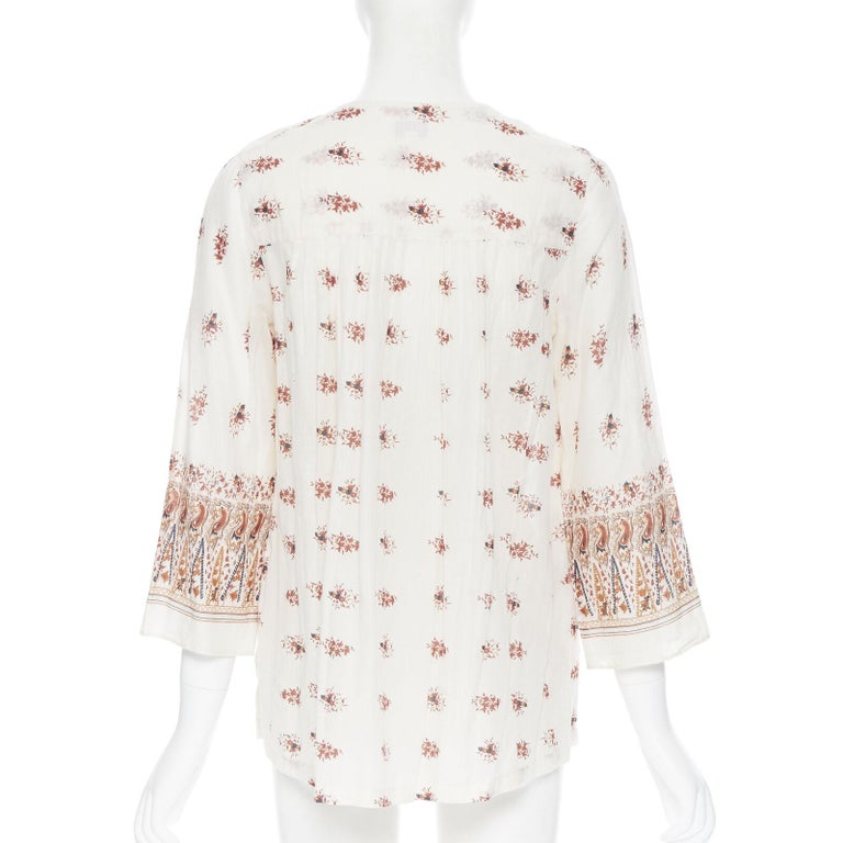 APC vintage paisley cotton print pleated bohemian casual top S For Sale ...