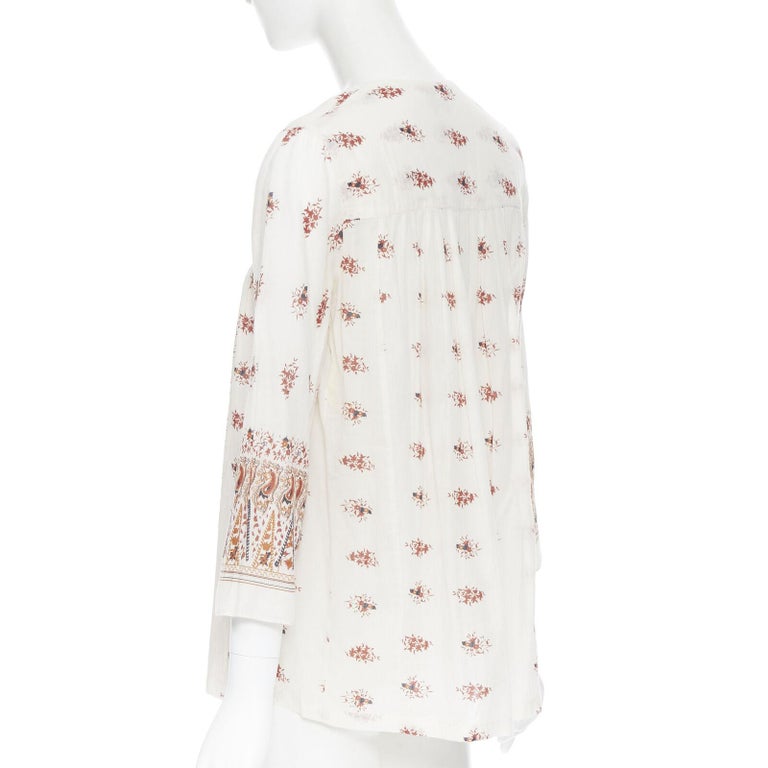APC vintage paisley cotton print pleated bohemian casual top S For Sale ...