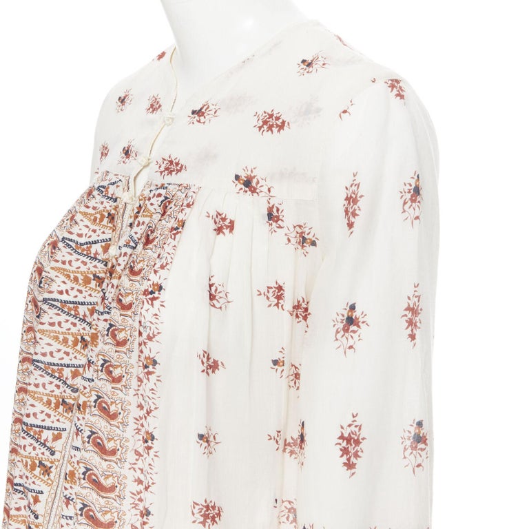 APC vintage paisley cotton print pleated bohemian casual top S For Sale ...