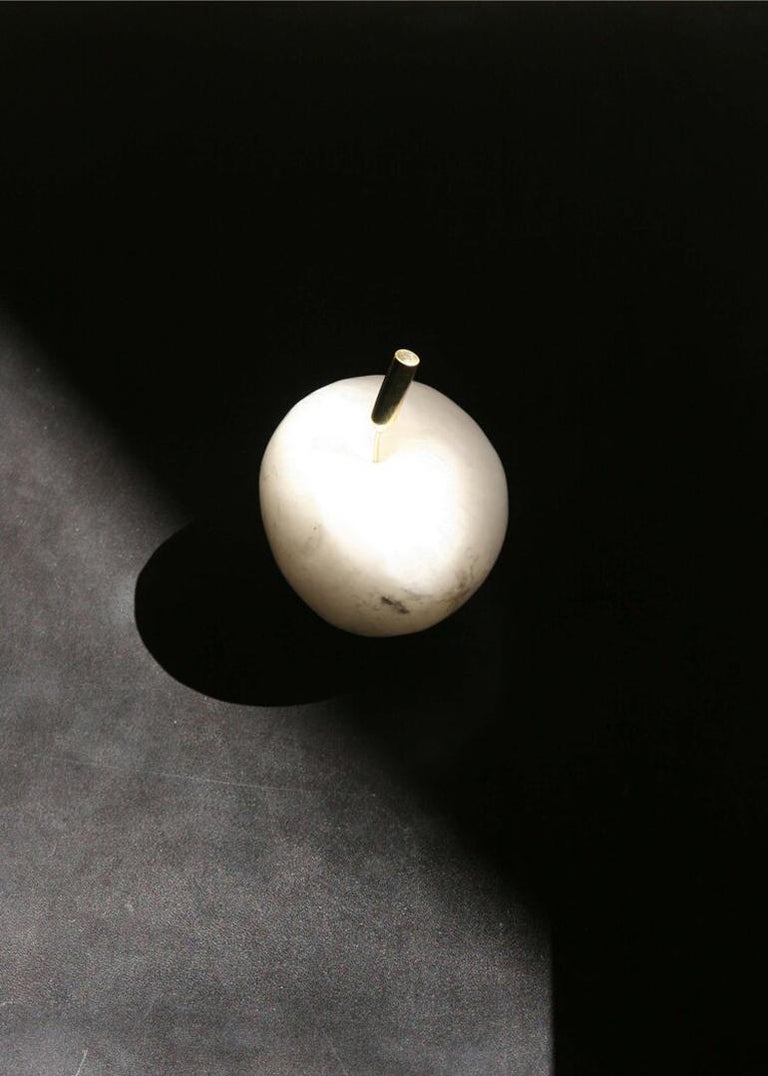 APL Apple Sculpture of Alabaster and Brass For Sale at 1stDibs