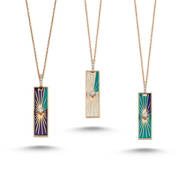 Apolline Necklace in 14 Karat Rose Gold with 0.09ct White Diamond For ...