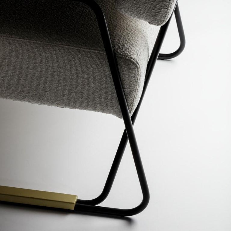Apollo Armchair Black Iron with Brushed Brass Details For Sale at 1stDibs
