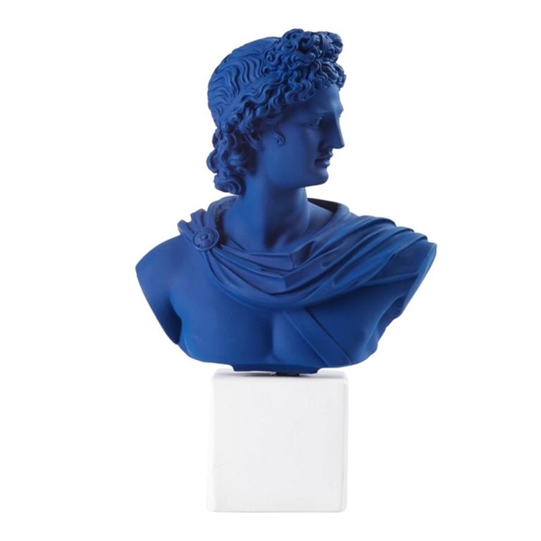 In Stock in Los Angeles, Apollo Bust Statue in Blue at 1stDibs | blue bust
