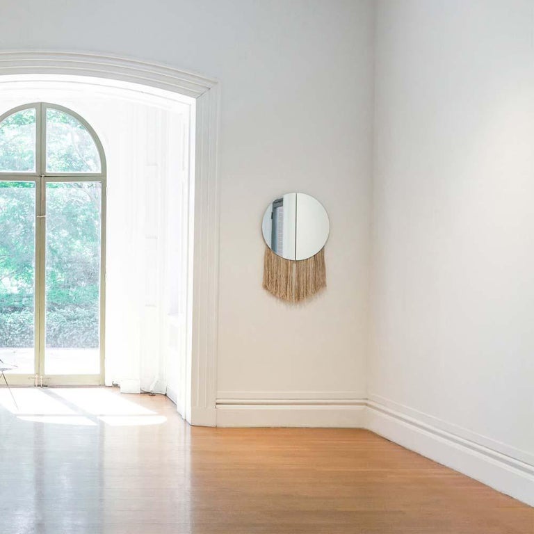 Apollo Mirror Antique Glass and Natural Fiber For Sale at 1stDibs