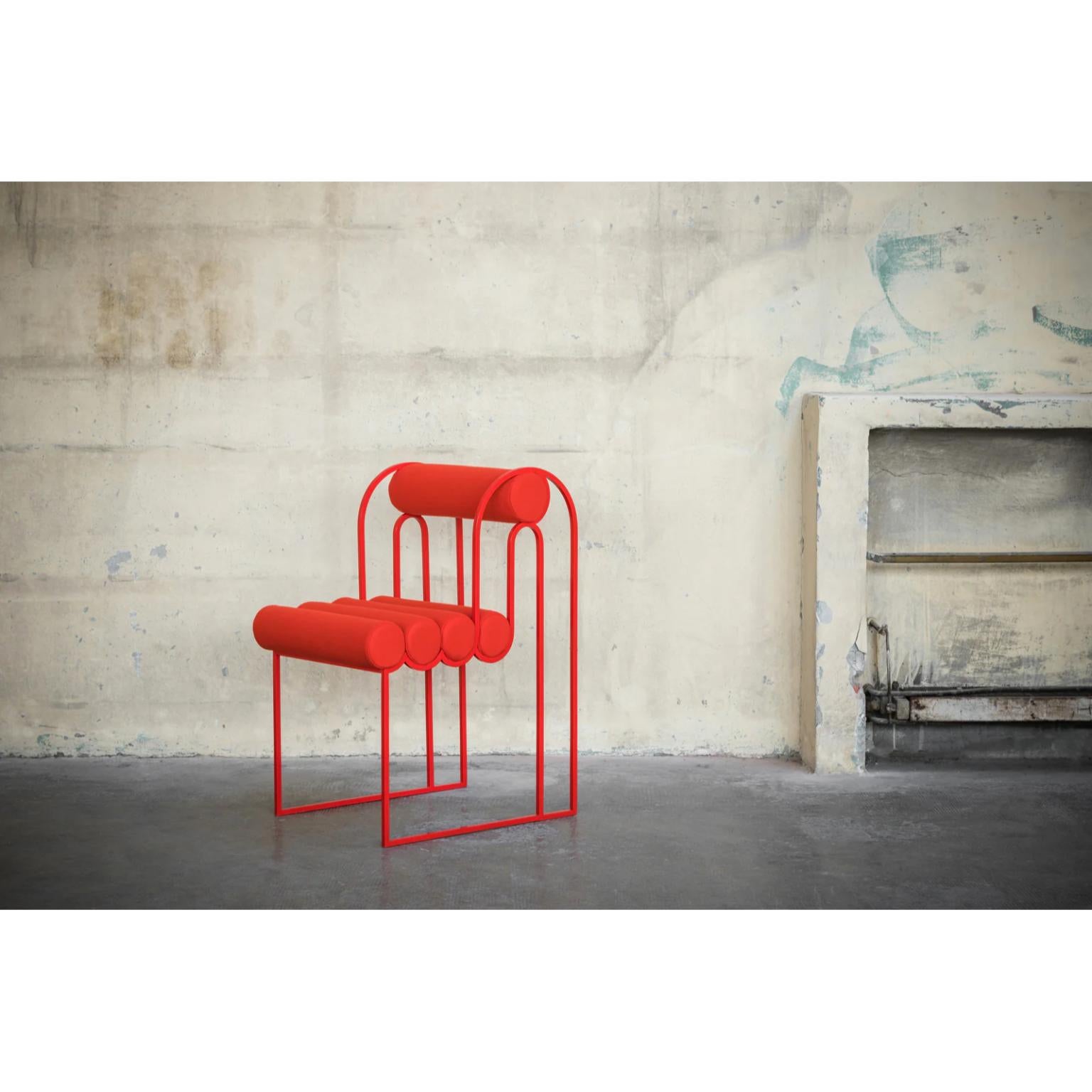 Apollo Red Wool Dining Chair by Bohinc Studio For Sale at 1stDibs