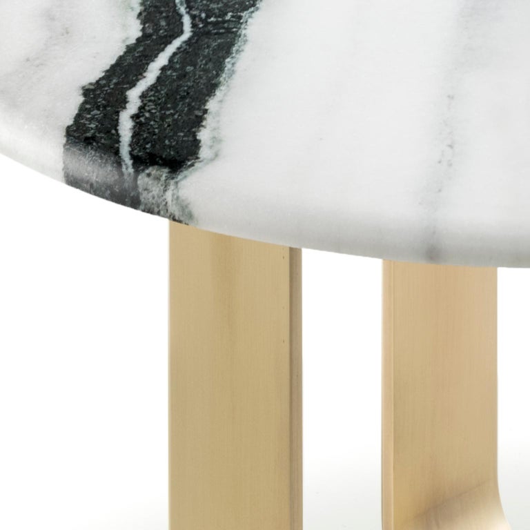 Apollo Side Table in Marble with Glossy Inlay in Corno Italiano, Mod ...