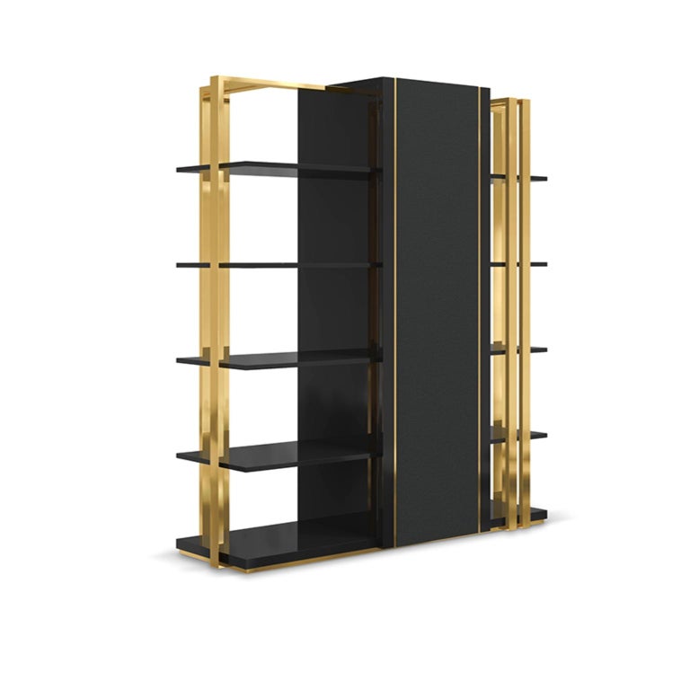 Apotheosis Bookcase in Brass and Wood For Sale at 1stDibs