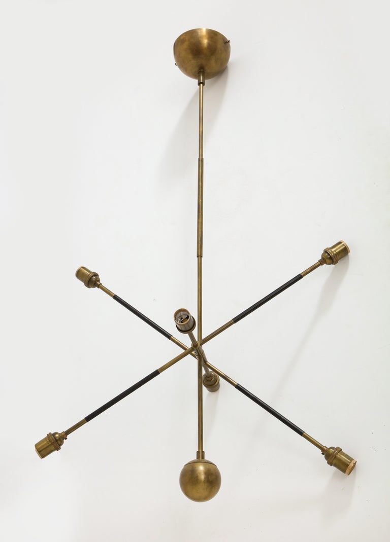 Apparatus Highwire: Tandem Small Light Fixture in Brass and Black Calfskin at 1stDibs