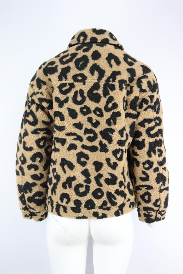 Apparis Leopard Print Faux Shearling Jacket Small For Sale at 1stDibs