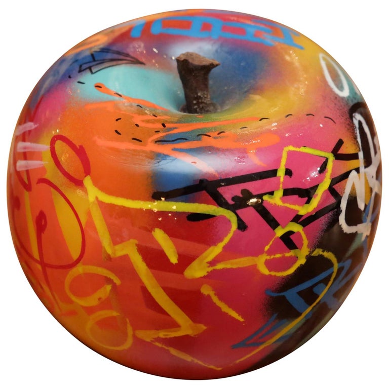 Apple Graffiti B Sculpture in Ceramic For Sale at 1stDibs