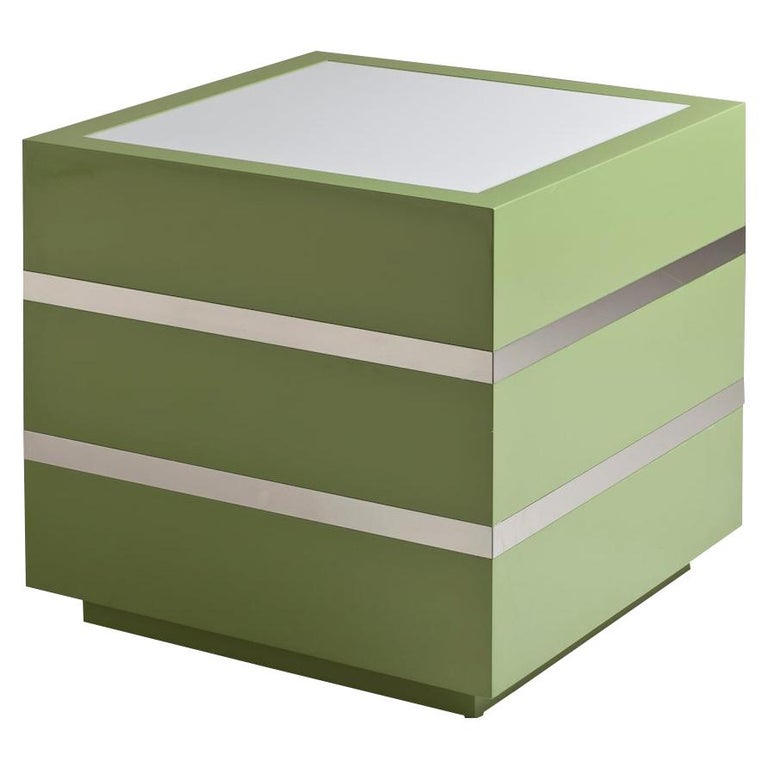 Apple Green Lacquer and Polished Steel Lightbox, 1970s For Sale at 1stDibs