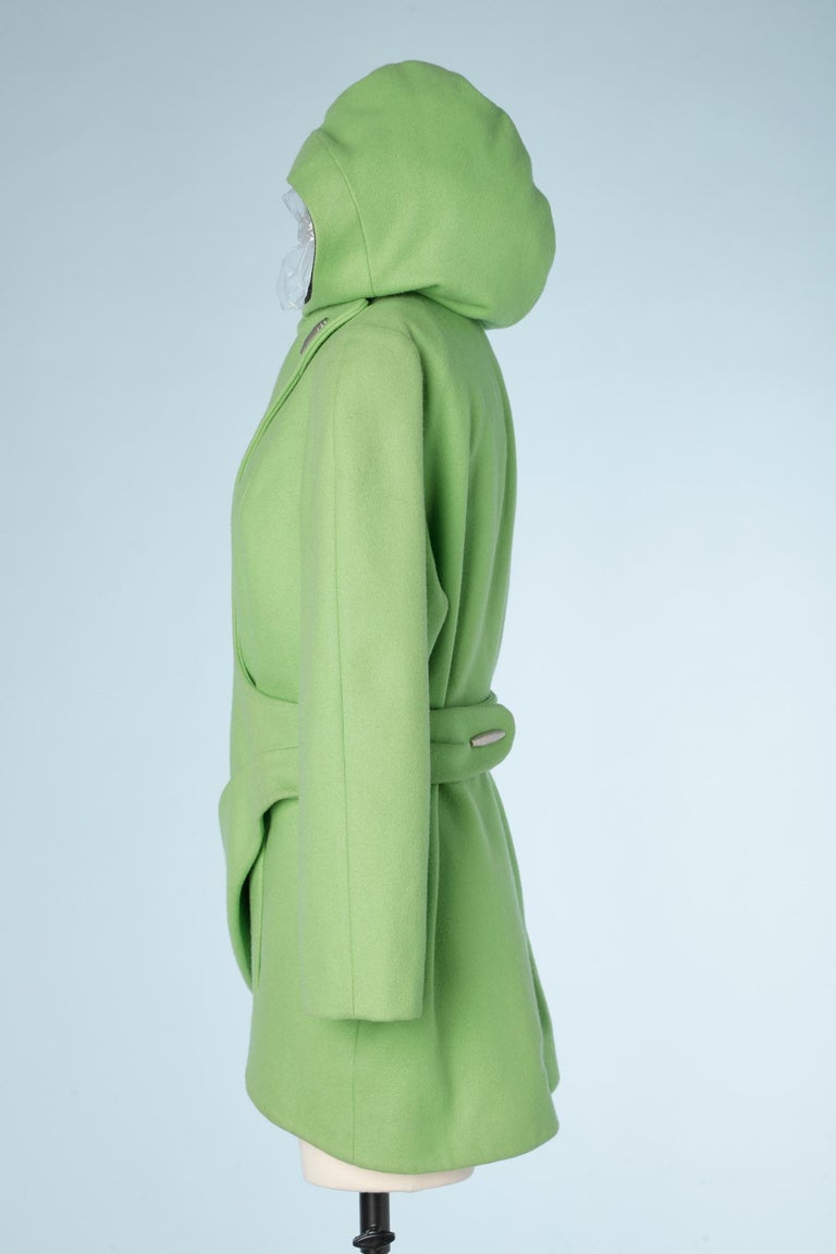 Apple green wool wrapped jacket with hood Thierry Mugler Activ For Sale ...
