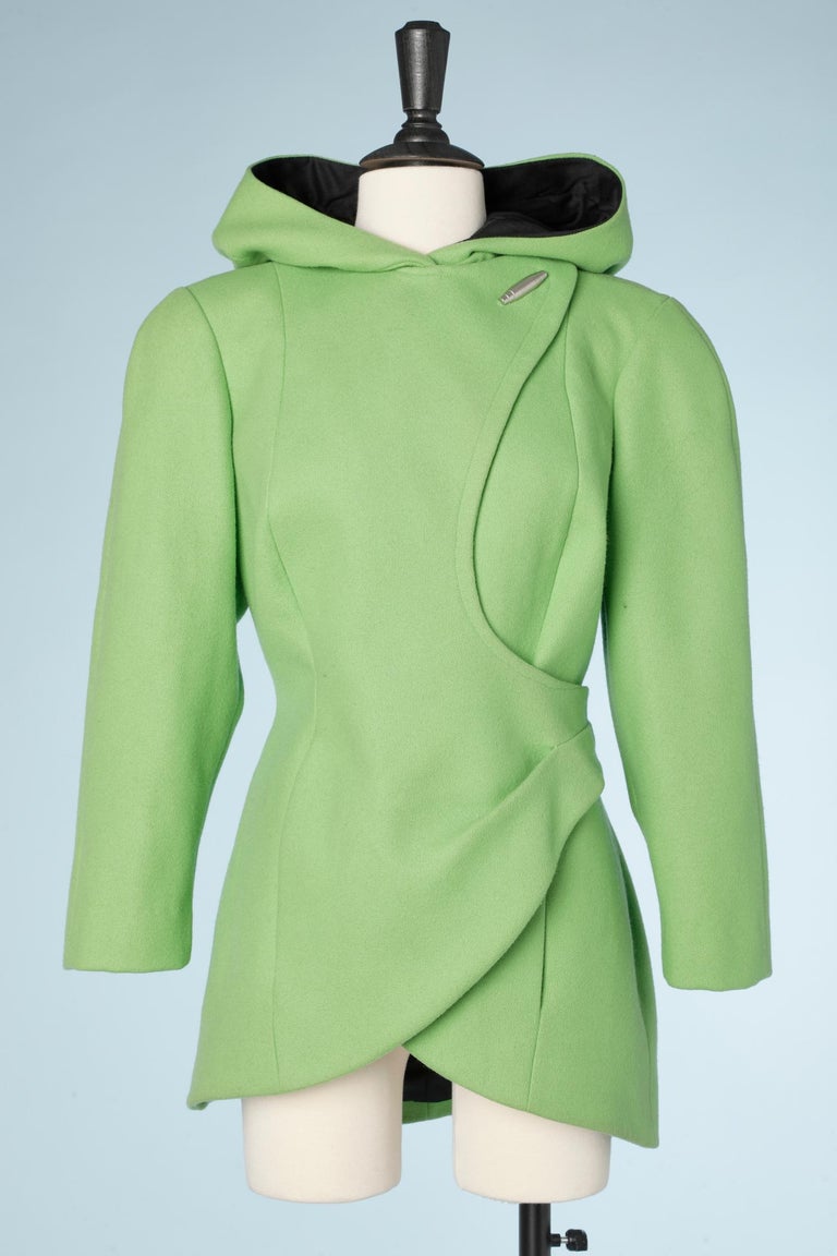 Apple green wool wrapped jacket with hood Thierry Mugler Activ For Sale ...