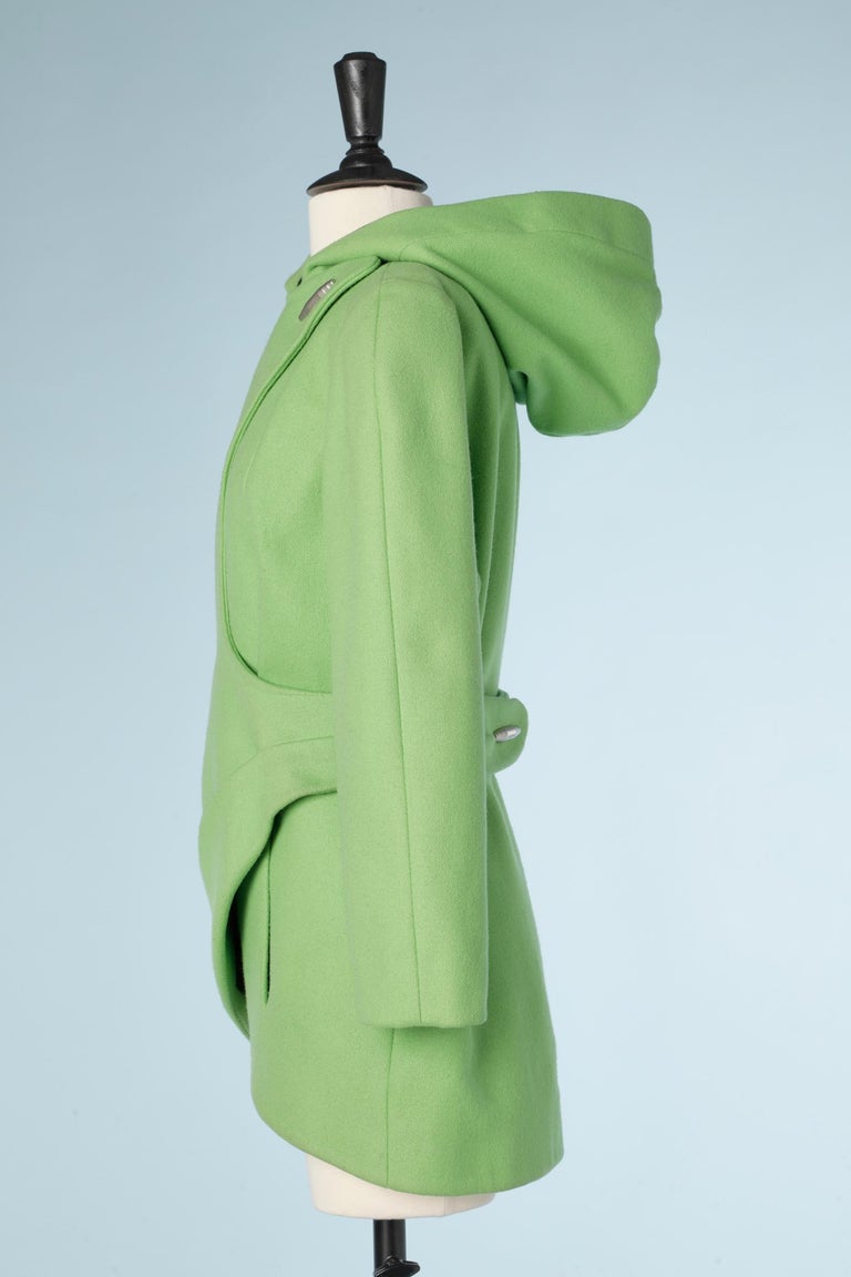 Apple green wool wrapped jacket with hood Thierry Mugler Activ For Sale ...