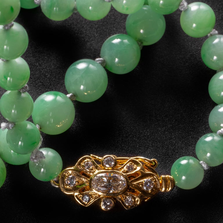 Apple Jade Necklace of Extraordinary Quality Certified Untreated at 1stDibs