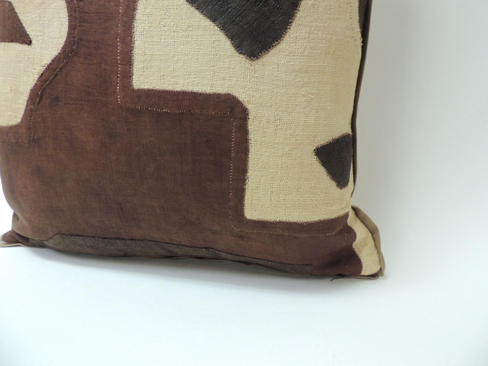 Applique Raffia Brown and Black Kuba Decorative Pillows Matisse Style ...