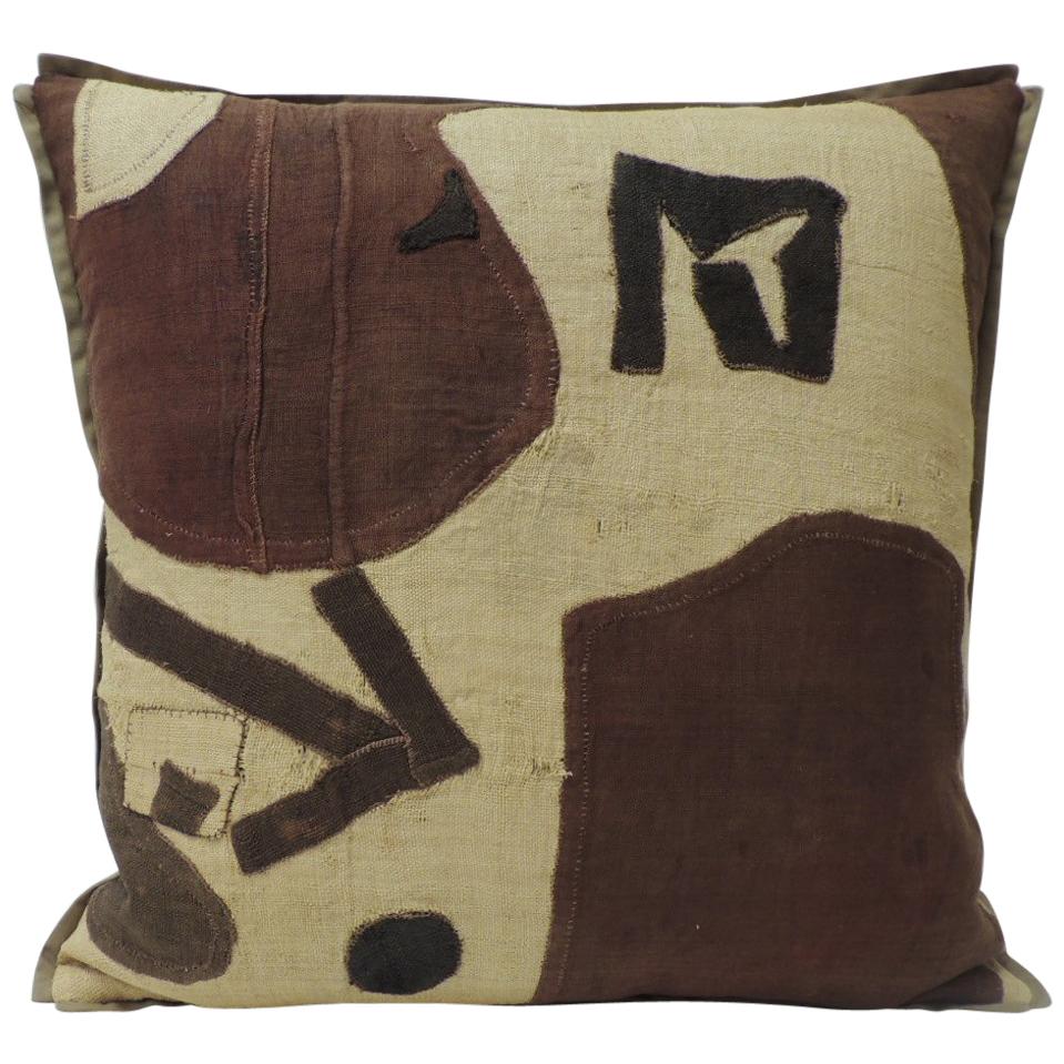 Applique Raffia Brown and Black Kuba Decorative Pillows Matisse Style ...