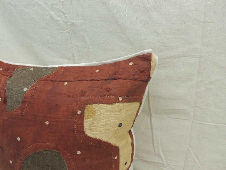 Applique Raffia Brown and Rust Kuba Decorative Pillows Matisse Style ...