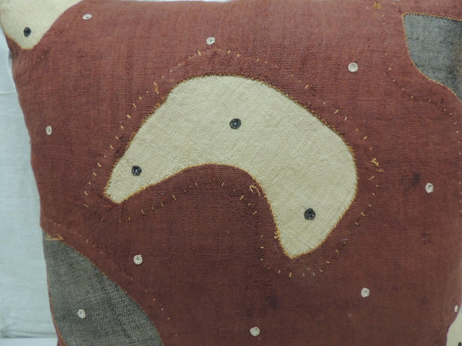 Applique Raffia Brown and Rust Kuba Decorative Pillows Matisse Style ...