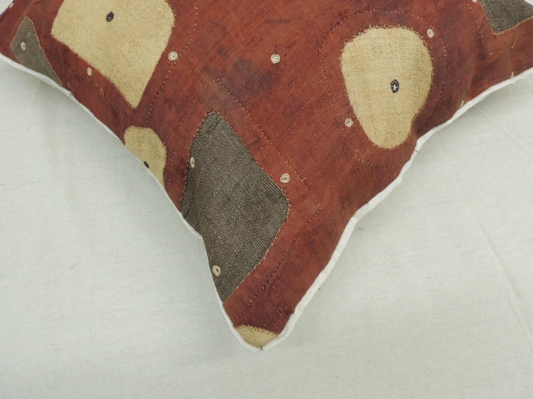 Applique Raffia Brown and Rust Kuba Decorative Pillows Matisse Style ...
