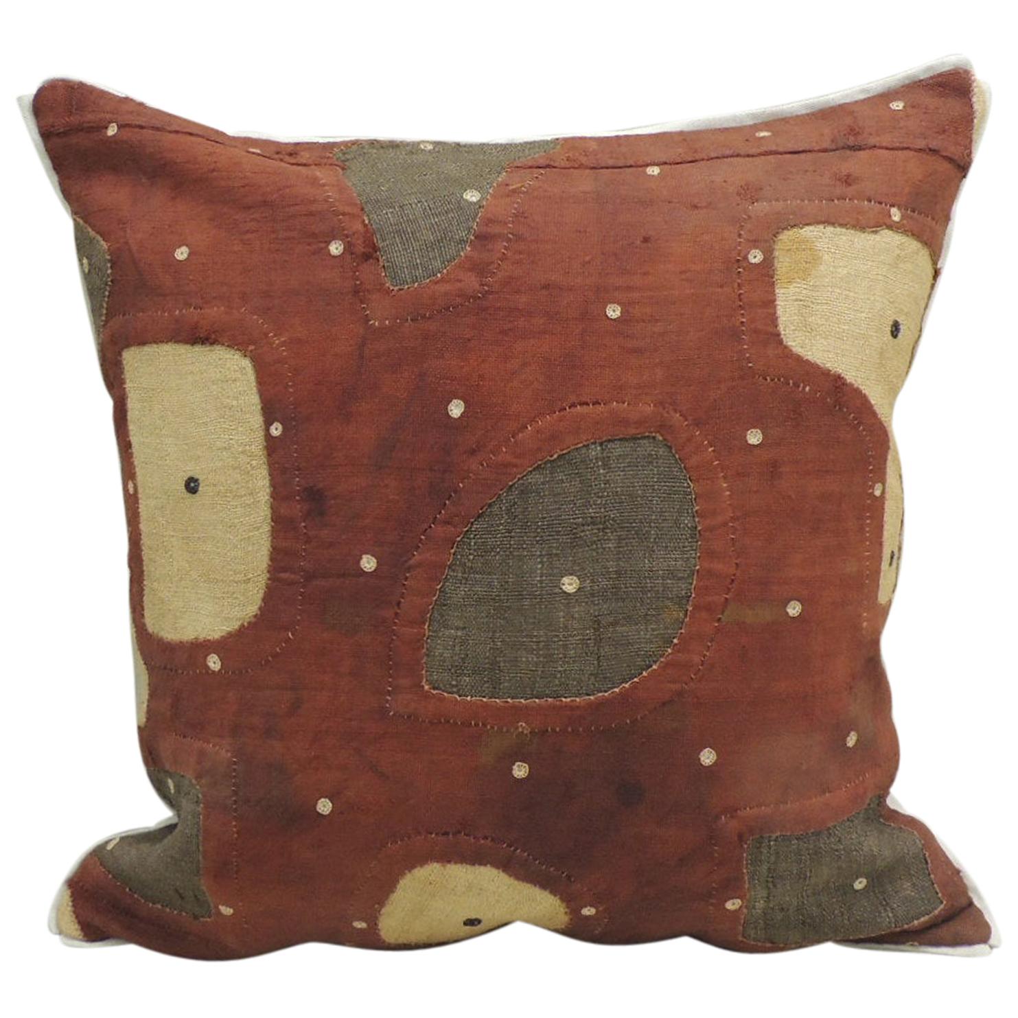 Applique Raffia Brown and Rust Kuba Decorative Pillows Matisse Style ...