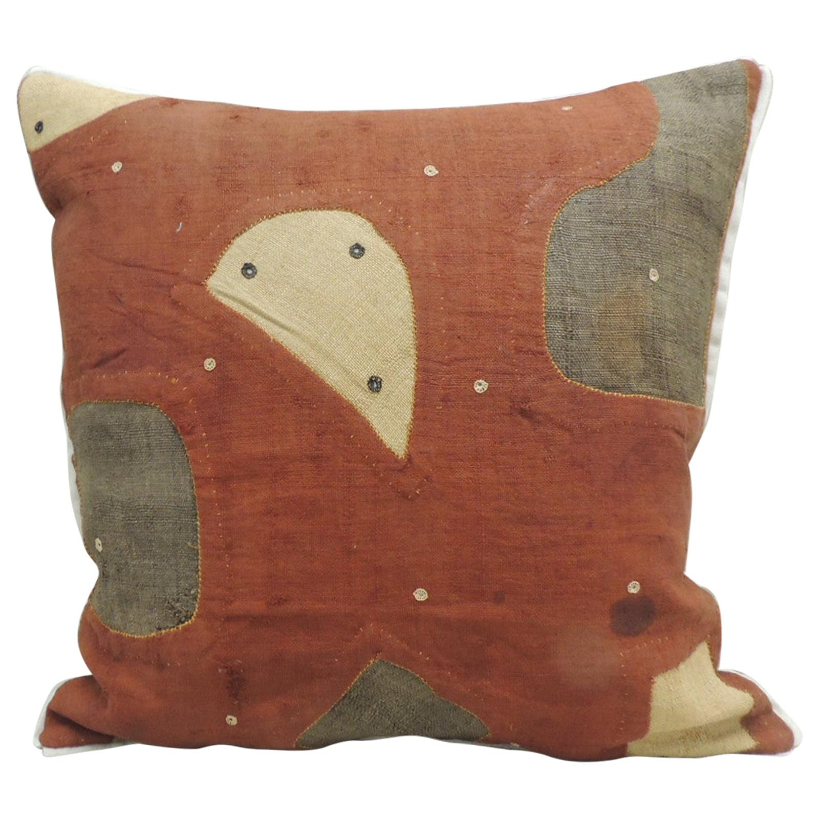 Applique Raffia Brown and Black Kuba Decorative Pillows Matisse Style ...