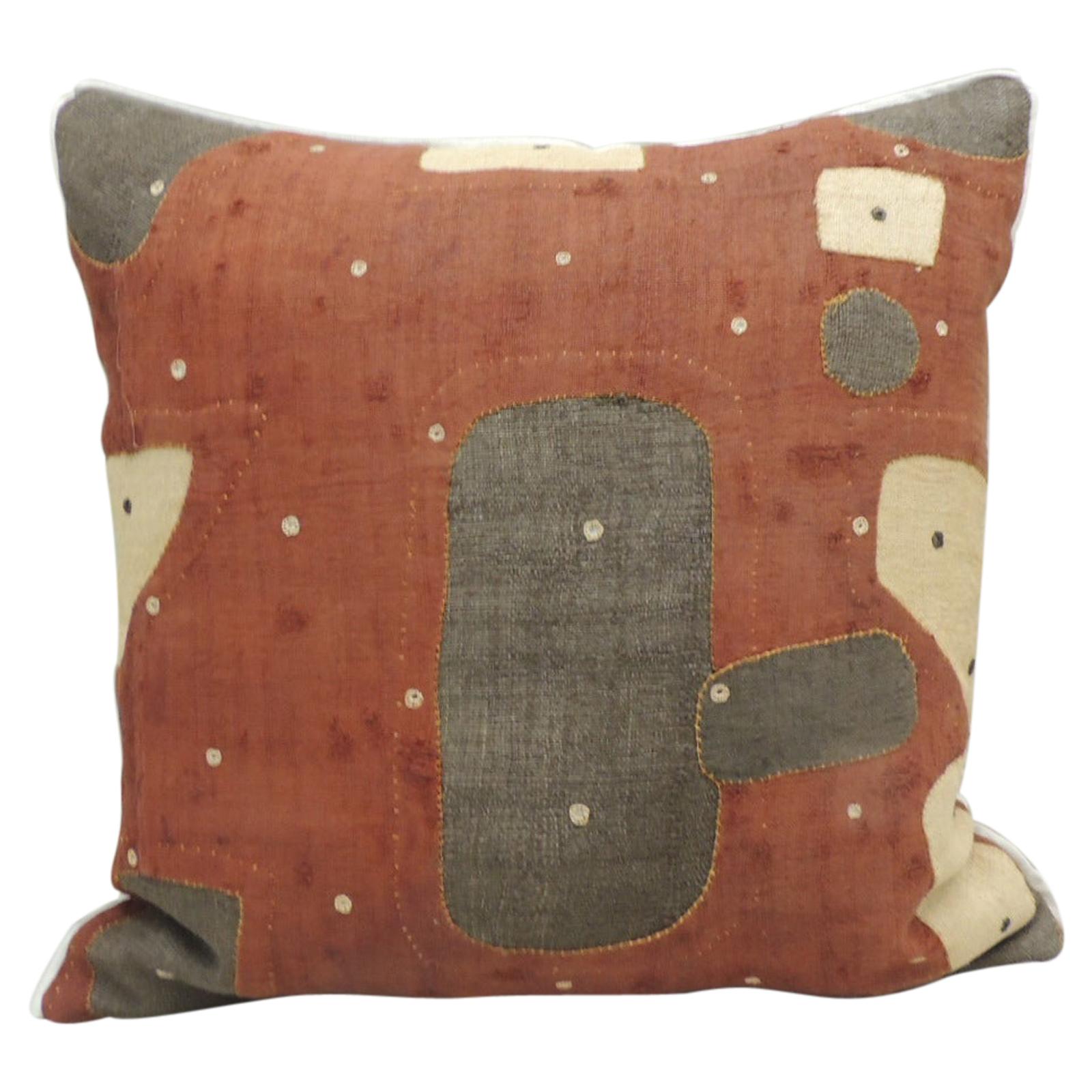 Applique Raffia Brown and Rust Kuba Decorative Pillows Matisse Style ...