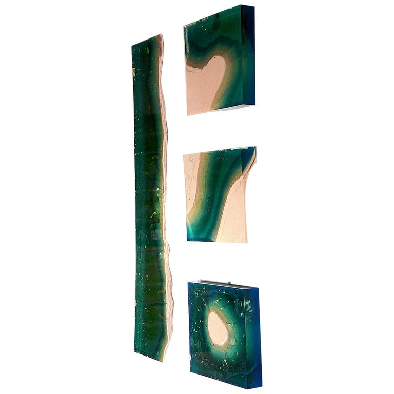 Aqua Blocks Contemporary Wall Sculpture by Eduard Locota, Acrylic Glass ...