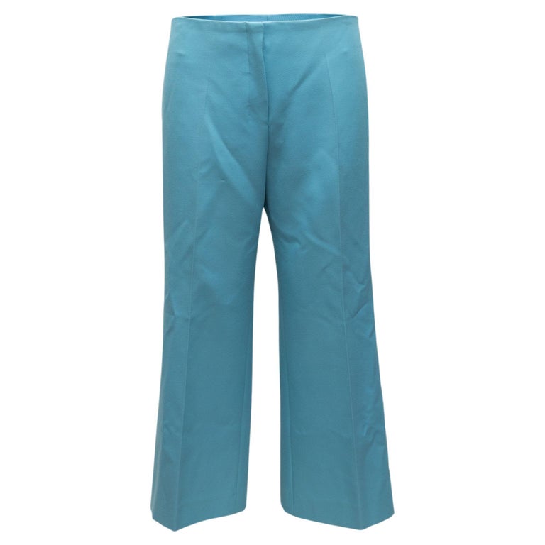 Aqua Celine Wool Wide-Leg Pants For Sale at 1stDibs