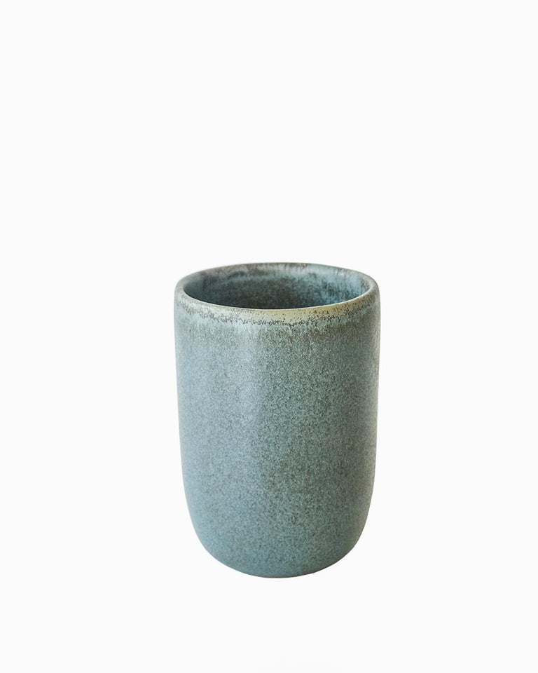 Aqua Ceramic Handmade Organic Modern Cups, Set of 4 For Sale at 1stDibs