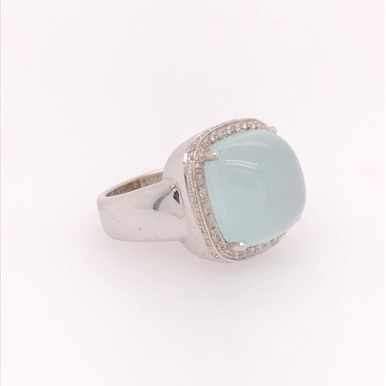 Aqua Chalcedony Diamond White Gold Ring For Sale at 1stDibs