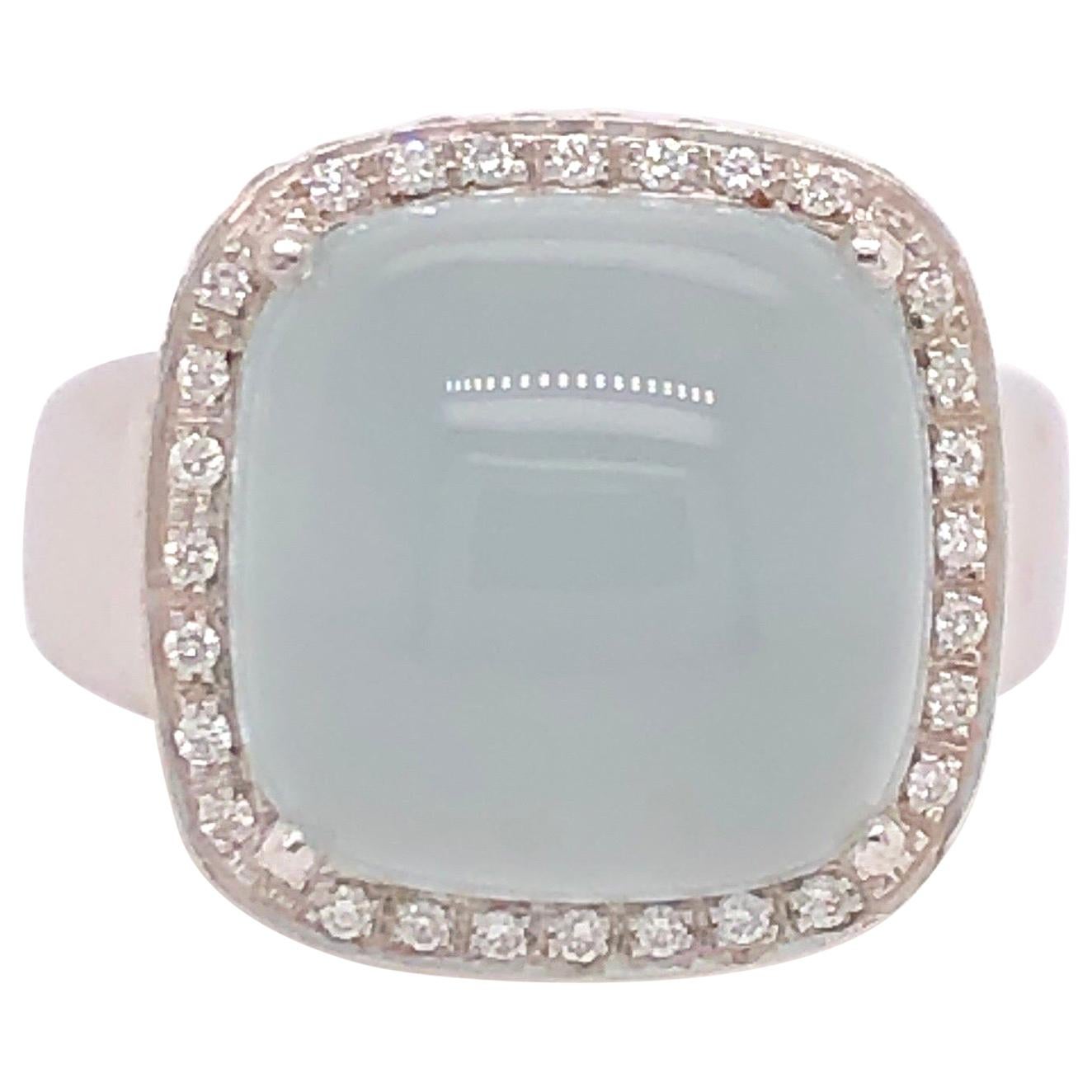 Aqua Chalcedony Diamond White Gold Ring For Sale at 1stDibs