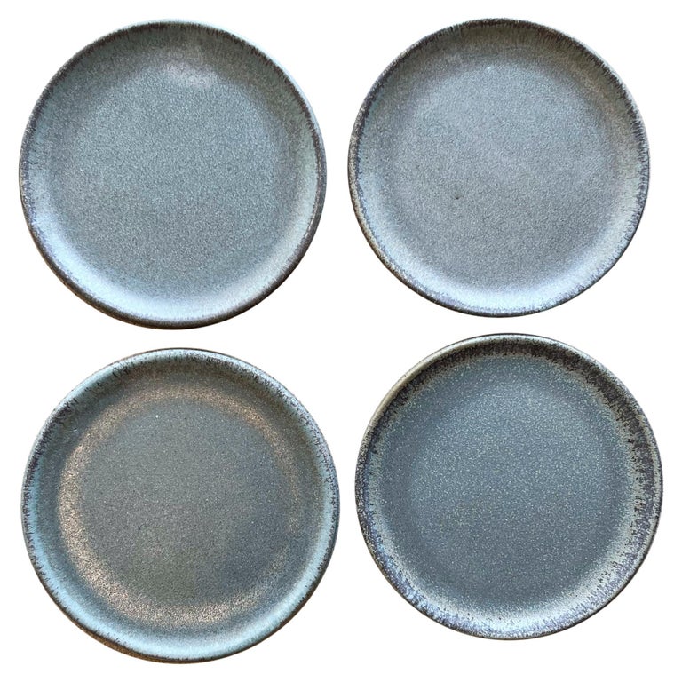 Aqua Handmade Organic Modern Dessert Plates, Set of 4 For Sale at 1stDibs