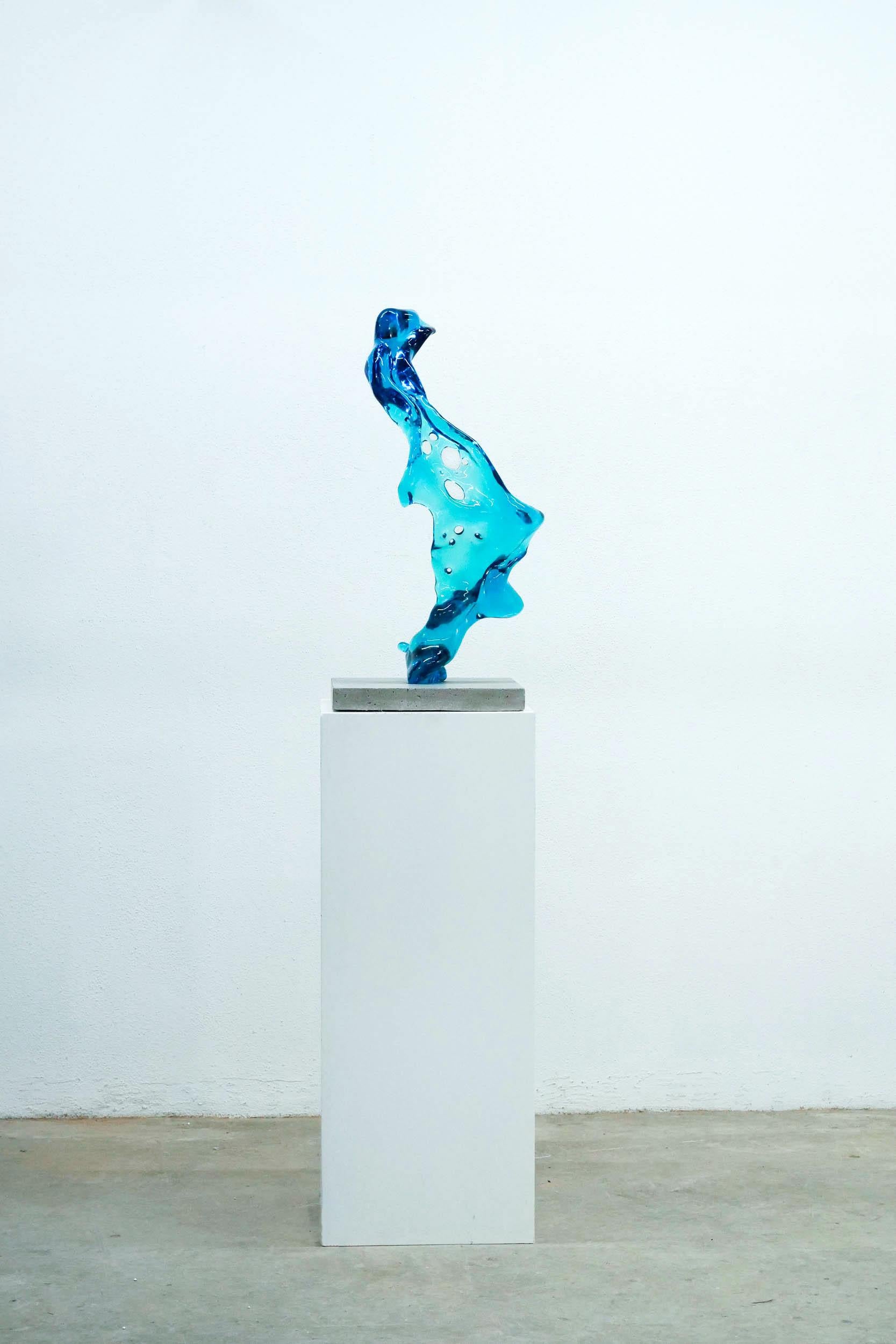 Aqua Lucis Transparent Blue Resin Sculpture For Sale at 1stDibs