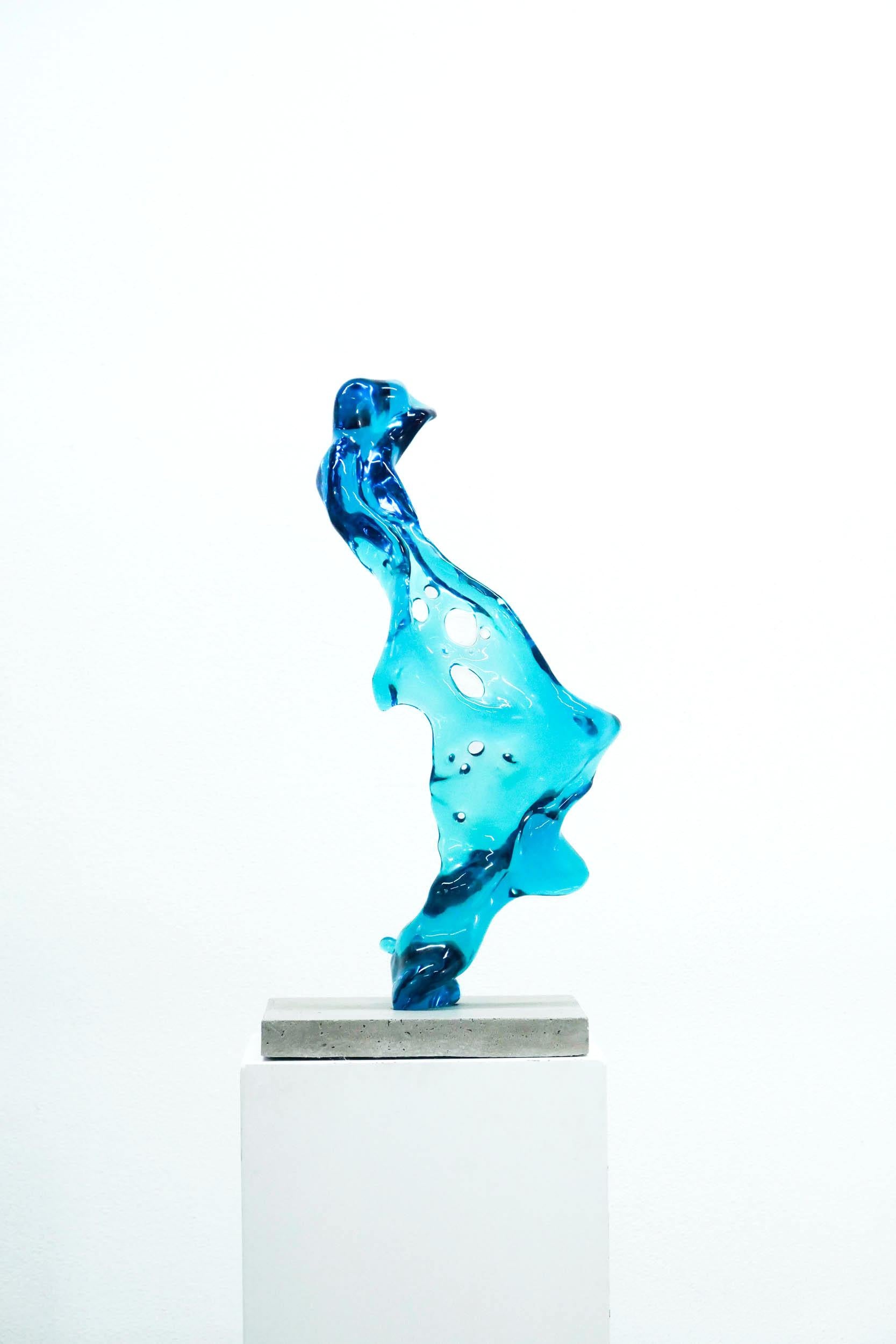Aqua Lucis Transparent Blue Resin Sculpture For Sale at 1stDibs