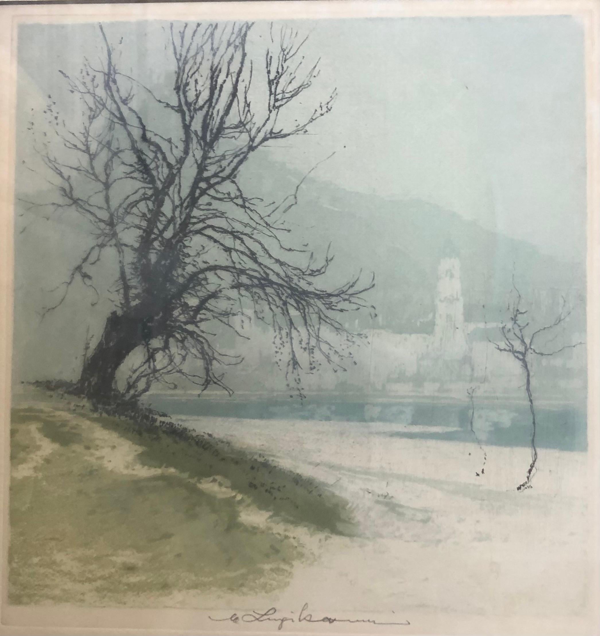 Aqua Tint Etching "Durnstein in Fog" by Luigi Kasimir at 1stDibs