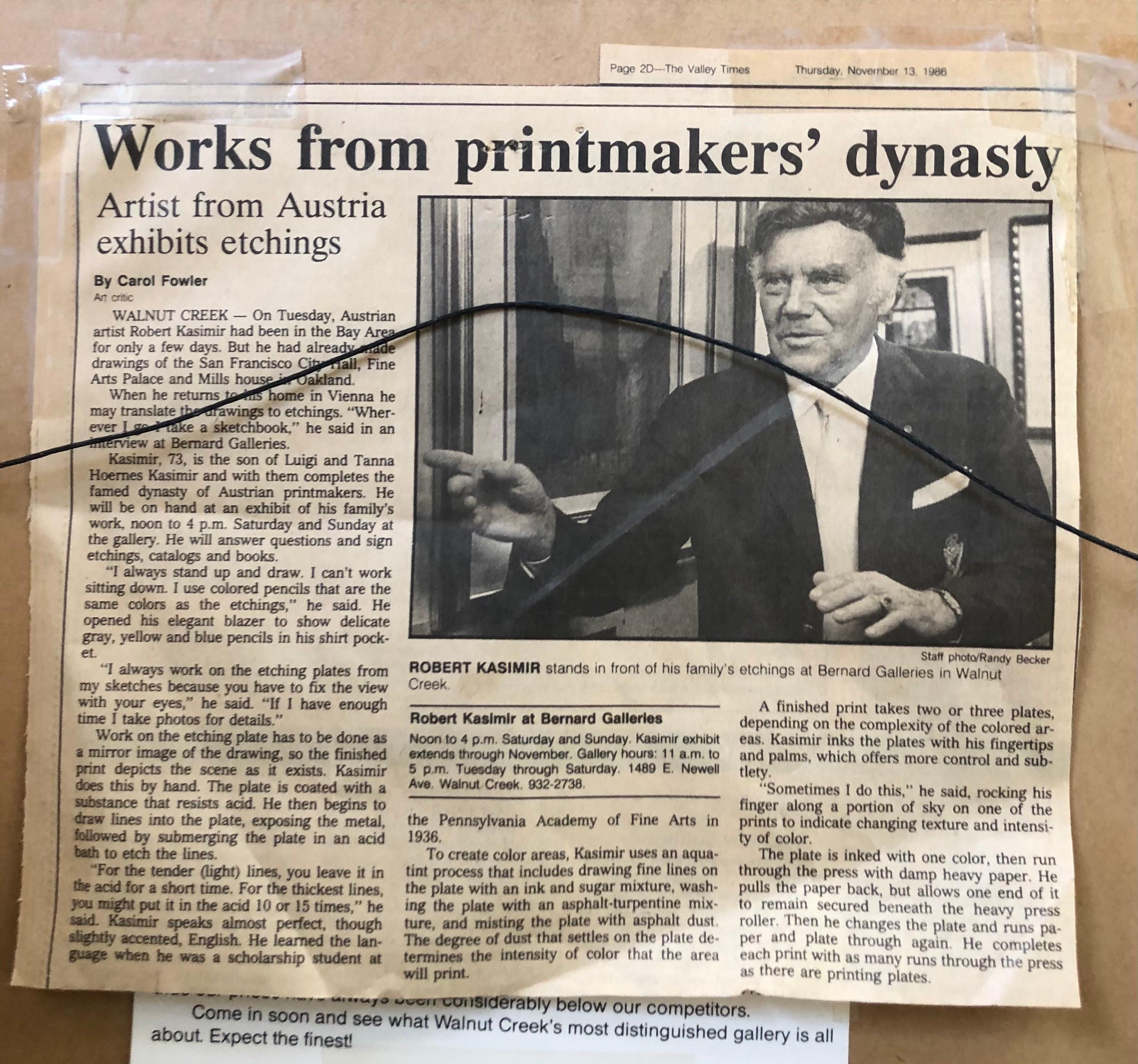 Aqua Tint Etching "Durnstein in Fog" by Luigi Kasimir at 1stDibs