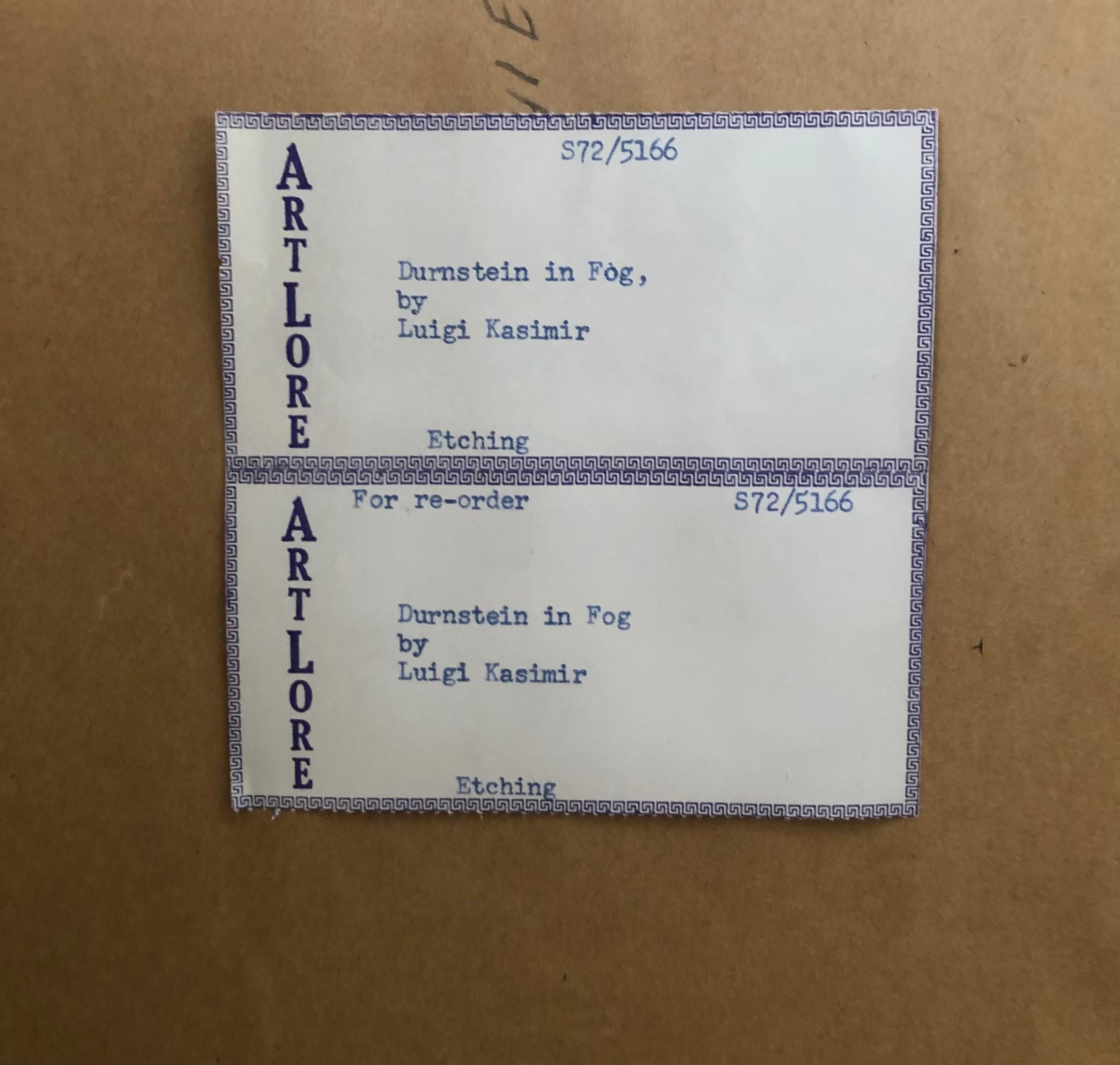 Aqua Tint Etching "Durnstein in Fog" by Luigi Kasimir at 1stDibs