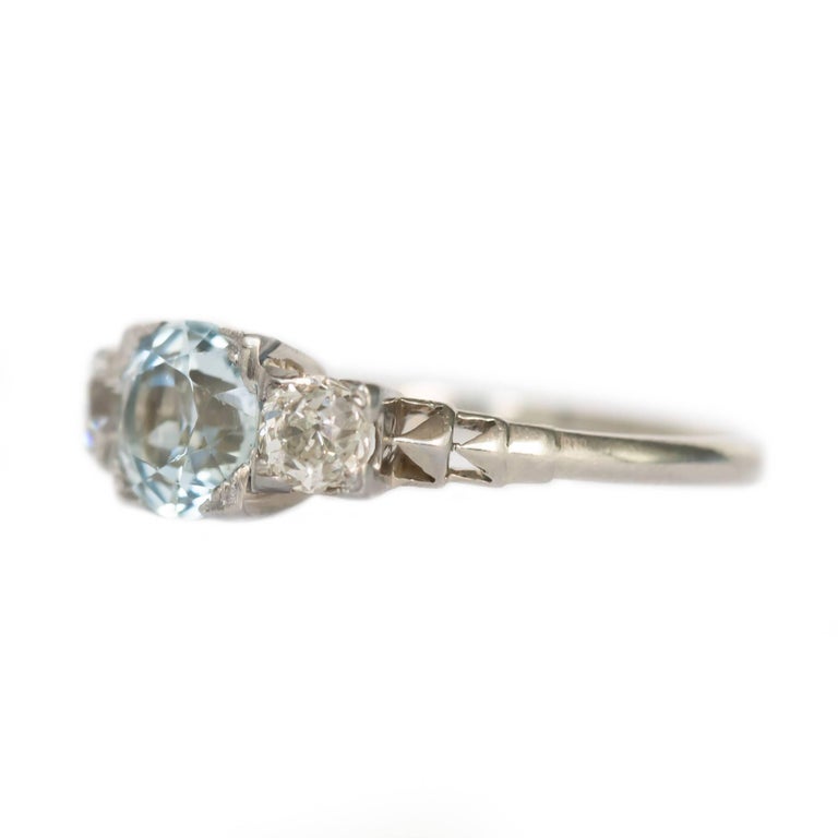 Aquamarine and Diamond White Gold Engagement Ring For Sale at 1stDibs