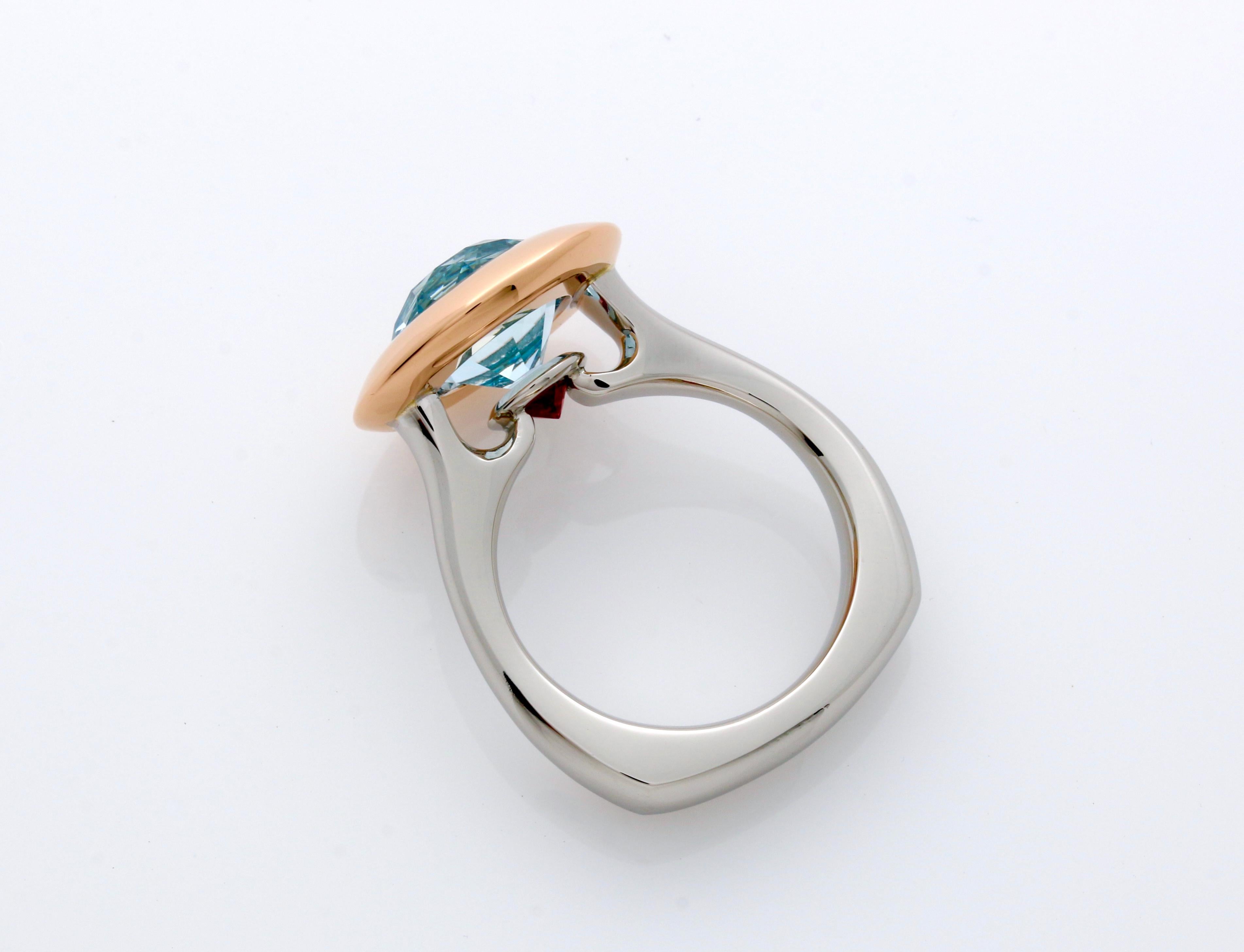 Customizable Aquamarine and Ruby, 14k Rose Gold and Platinum Solitaire ...
