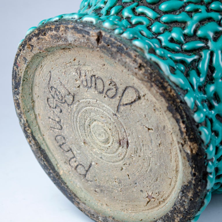 Aquamarine Ceramic Vase by Jean Besnard For Sale at 1stDibs