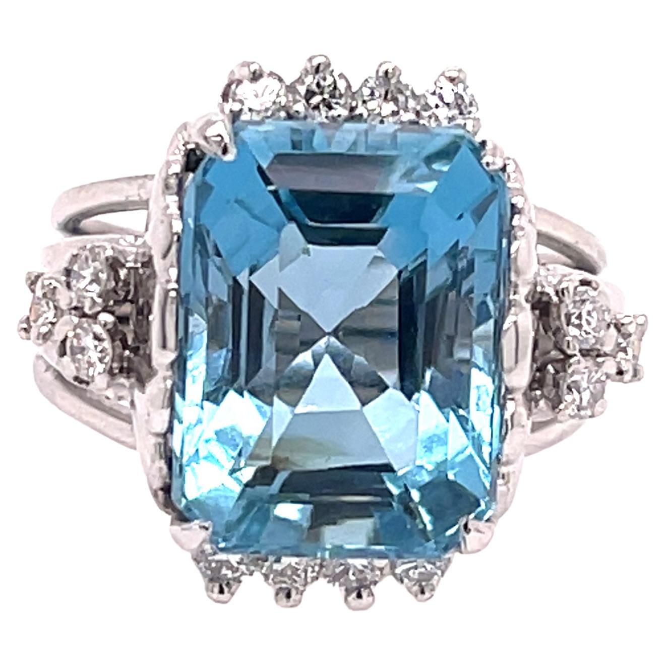 Aqua Chalcedony Diamond White Gold Ring For Sale at 1stDibs