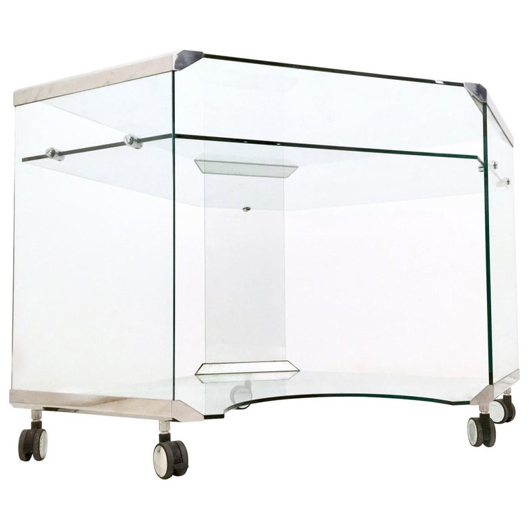 Aquamarine Glass Corner Writing Desk by Gallotti e Radice, Italy, 1970s ...