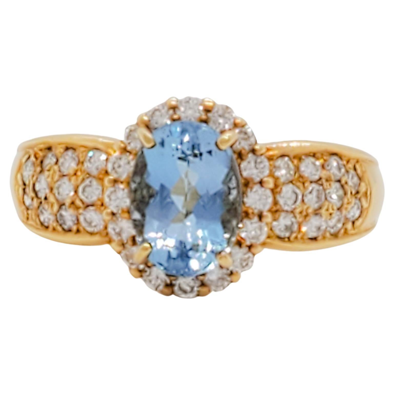 Customizable 18K Solid Yellow Gold 2.55 ct Oval Cut Aquamarine Gemstone ...