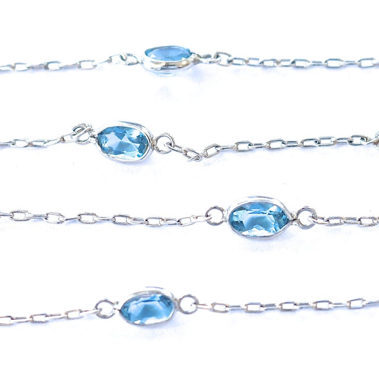 Aquamarine Platinum Chain For Sale at 1stDibs