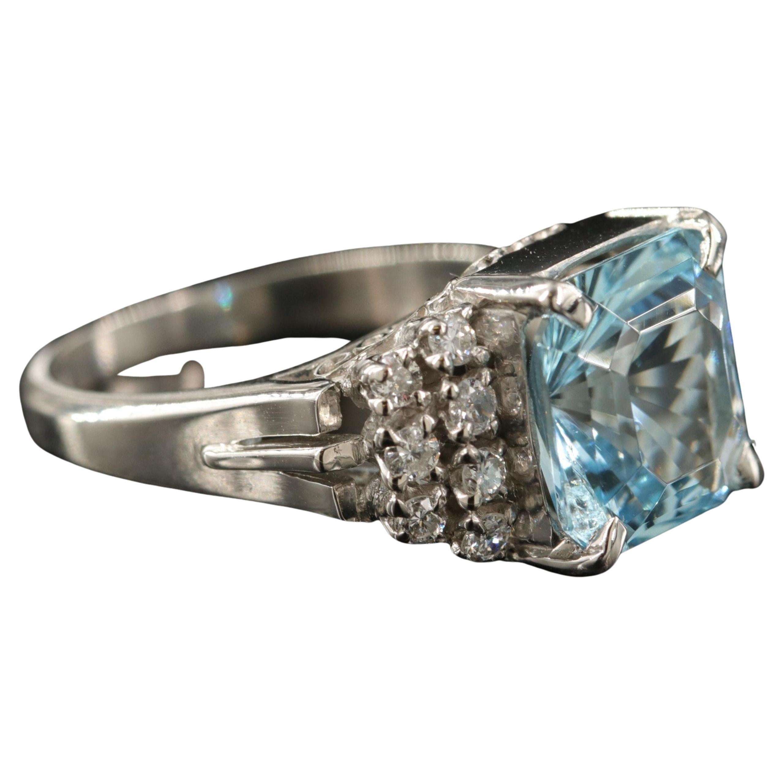 Verlobungsring aus 18 Karat Gold mit 3 Karat Aquamarin und blauem ...