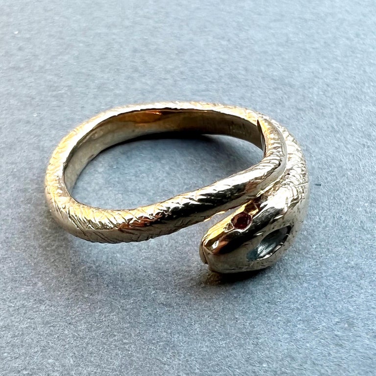 Aquamarine Ruby Snake Ring Bronze Victorian Style Animal jewelry J ...