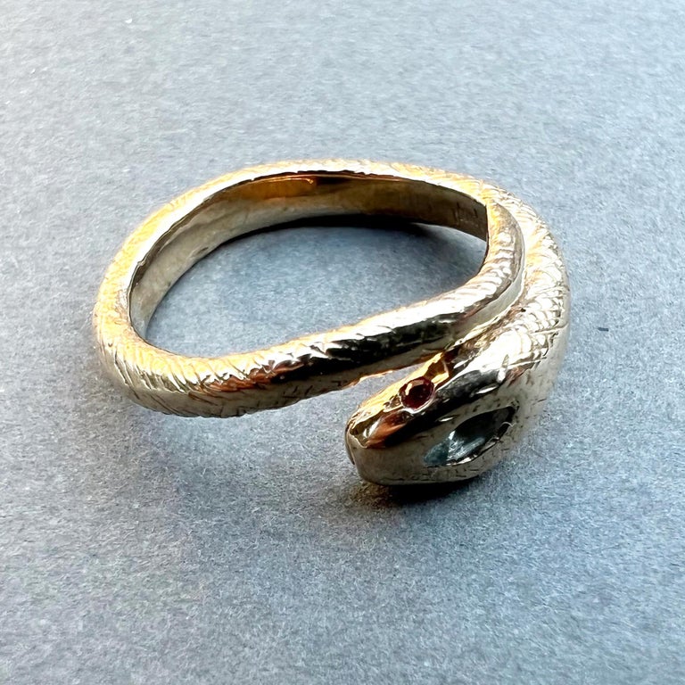 Aquamarine Ruby Snake Ring Bronze Victorian Style Animal jewelry J ...